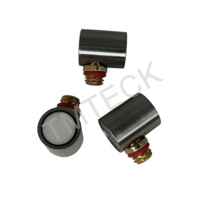 China 303 Stainless Steel Ultrasonic Transducer for Single Element Contact Longitudinal Waves with 6mm Knurled Grip and Microdot Connector for sale