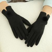 China Black Women Winter Warm Woolen Hand Gloves Touch Screen Sensitive Mittens for sale