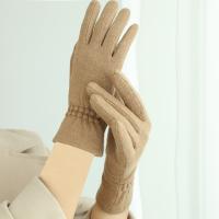 China Khaki Color Wool Ladies Warm Winter Gloves Fashion Design Women Hand for sale