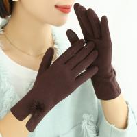 China Dark Red Acrylic 55g Women Touch Screen Gloves , Warm Cycling Gloves for sale