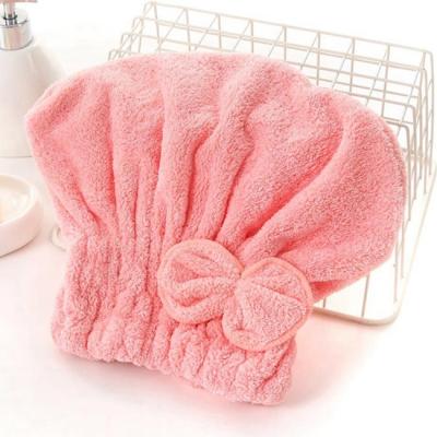 China Easy Wear 400gsm Coral Fleece Hair Towel Super Soft Custom Design for sale