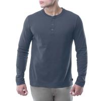 China Source Manufacturers Men&prime;s Long Sleeve Soft Wash Button Cotton T-Shirt for sale