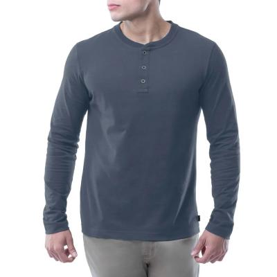 China Source Manufacturers Men&prime;s Long Sleeve Soft Wash Button Cotton T-Shirt for sale