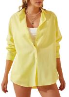 China Custom Women&prime;s Long-Sleeved Shirt Solid Color Button up Shirt Loose Casual for sale