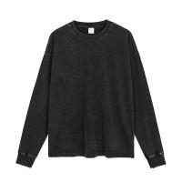 China Couple Design Hip Hop Long Sleeve T-Shirt Street Wear Graphic Cotton Print Distressed Wash T-Shirt Women Casual Shirt for sale