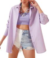 China Stylish Women&prime;s Long-Sleeved Shirt with Solid Color Button-Down Shirt for Casual Fit for sale