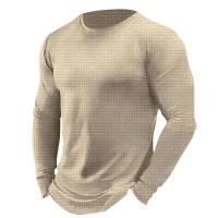 China Customized New Men&prime;s Waffle T-Shirt Spring and Autumn Fashion Street Men&prime;s Crewneck Casual Oversized Top T-Shirt for sale