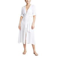 China Fashion Ladies Short Sleeve Crepe Viscose V Neck Shirt Cover up MIDI Dress for Women for sale