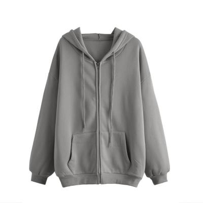 China Over Sized Casual Bulk Hoodies for Women Drawstring Clothes Custom Logo Women&prime;s Zip up Hoodies for sale
