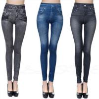 China OEM Large Size Available Seamless Women Denim Jeans Leggings Workout Pencil Pants for sale