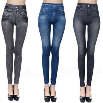 China OEM Large Size Available Seamless Women Denim Jeans Leggings Workout Pencil Pants for sale