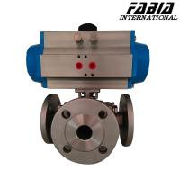 China Pneumatic Three-Way Flange Ball Valve with Single/Double Action Pneumatic Ball Valve for sale