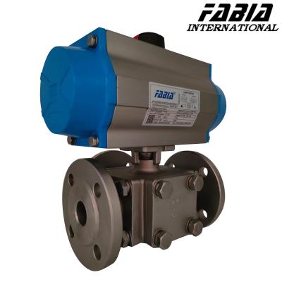 China High-pressure Pneumatic Three-way Flanged Ball Valve for sale