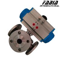 China High-pressure Pneumatic Three-way Flanged Ball Valve for sale