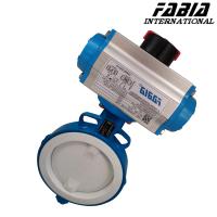 China Pn 16 Pneumatic Rubber Lined Butterfly Valve  PTFE-Lined Butterfly Valve Corrosion Resistance for Chemical Processing for sale