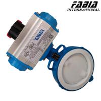 China Pn 16 Pneumatic Rubber Lined Butterfly Valve  PTFE-Lined Butterfly Valve Corrosion Resistance for Chemical Processing for sale