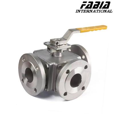China Manual High Pressure Three Way Flange Ball Valve Stainless Steel for sale