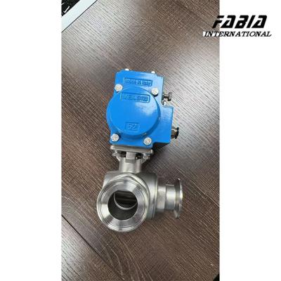 China Stainless Steel Pneumatic Three Way Ball Valve L Type For Quick Installation In KF50 Size for sale