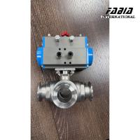China Stainless Steel Pneumatic Three Way Ball Valve L Type For Quick Installation In KF50 Size for sale