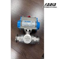 China Stainless Steel Pneumatic Three Way Ball Valve L Type For Quick Installation In KF50 Size for sale