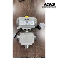 China 1/2 To 8 Inches KF40 SS316 Electric Heat Tracing Pneumatic Square Three-way Ball Valve L Type With Stainless Steel Body for sale