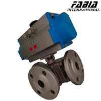 China Pneumatic three-way flange  Ball Valve For Chemical, Petroleum, Electric Power for sale