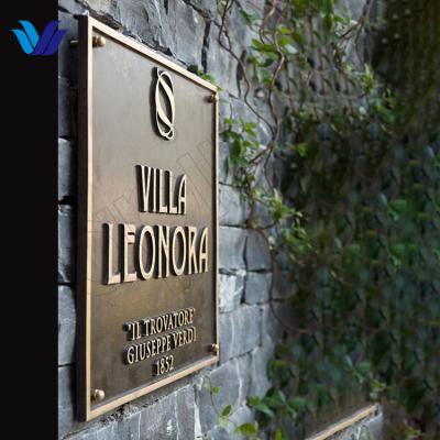 China Custom 3D Metal Brass Carved Signs Cast Bronze Plaques for Hotel Room 100-240V for sale
