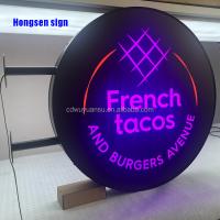 China Hongsen Custom Round Outdoor Acrylic Steel LED Light Box Sign 6000K 30W for Shop Advertising for sale