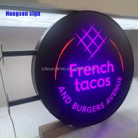 China Hongsen Custom Round Outdoor Acrylic Steel LED Light Box Sign 6000K 30W for Shop Advertising for sale