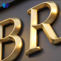 China Custom Brass Letters Sign 3D Lettering Gold Sign Solid Aluminum Letters Outdoor 2kg for sale
