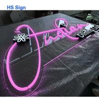 China Custom LED Channel Letters Illuminated Metal 3D Business Sign Acrylic Neon Light Outdoor 220V for sale