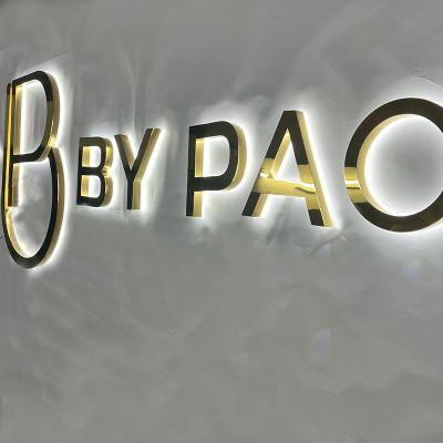 China Custom LED Acrylic Letters Outdoor Titanium Mirror 3D Backlit Sign for Commercial Store for sale