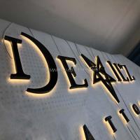 China Hongsen Custom Gold Metal Channel Letter Sign with LED Backlit for Pizza Store Indoor Outdoor Use 6000K for sale