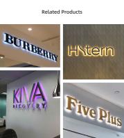 China Hongsen Custom Gold Metal Channel Letter Sign with LED Backlit for Pizza Store Indoor Outdoor Use 6000K for sale