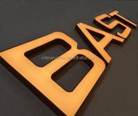 China Custom Orange Red Front Lit Stainless Steel LED Channel Letter Sign 12V Battery Powered for Hospitals Malls for sale