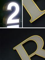 China Hongsen Customized Outdoor Metal LED Letter Sign Golden 12V 40W Adaptor Small Facade Light for sale