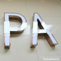 China Custom Front Acrylic LED Luminous Golden Stainless Steel Edging Letter Logo 6000K 30000Hrs for sale