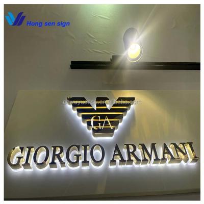 China Custom 3D LED Sign Stainless Steel Acrylic Backlit Outdoor Signboard 12V 4100K for sale