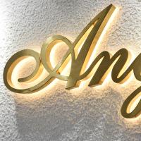 China Custom Brushed Gold Metal Back Luminous Stainless Steel Channel Letter LED Sign 6000K 30000Hrs for sale