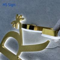 China Customized LED Luminous Gold Signage Acrylic Advertising with Stainless Steel 6000K 30000Hrs for Shops Bars Malls for sale