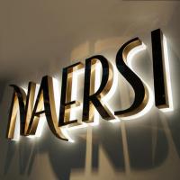 China Custom Stainless Steel Backlit Sign Letters 6000K LED Outdoor Gold 3D Logo Board for sale