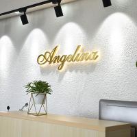 China Custom Stainless Steel Backlit Sign Letters 6000K LED Outdoor Gold 3D Logo Board for sale