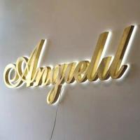 China Custom Stainless Steel Backlit Sign Letters 6000K LED Outdoor Gold 3D Logo Board for sale
