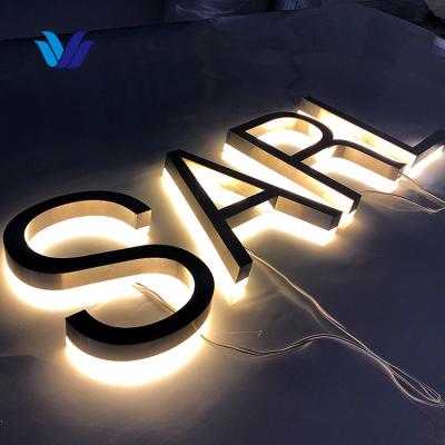 China HONGSEN Custom Wall LED Light 3D Backlit Acrylic Sign Gold Logo 6000K 30W for Indoor Outdoor for sale