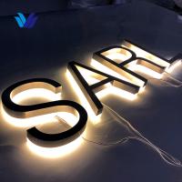 China HONGSEN Custom Wall LED Light 3D Backlit Acrylic Sign Gold Logo 6000K 30W for Indoor Outdoor for sale
