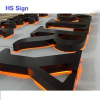 China Custom Stainless Steel Black Backlit Letters with Warm White LED Channel Lettering for Commercial Advertising for sale