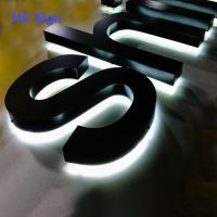 China Custom Stainless Steel Black Backlit Letters with Warm White LED Channel Lettering for Commercial Advertising for sale