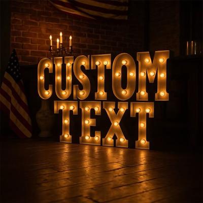 China Customizable Vintage Industrial LED Marquee Letter Sign Galvanized Sheet 50000Hrs Waterproof for Home Office for sale