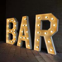 China Customizable Vintage Industrial LED Marquee Letter Sign Galvanized Sheet 50000Hrs Waterproof for Home Office for sale