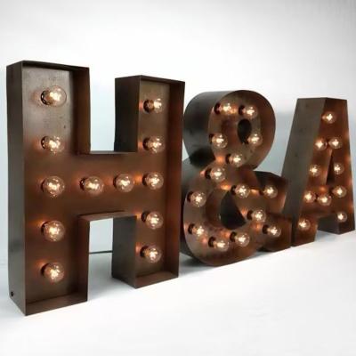 China Customizable Rustic LED Light Bulb Letters Waterproof Durable Vintage Marquee Signs 50000 Hours for sale